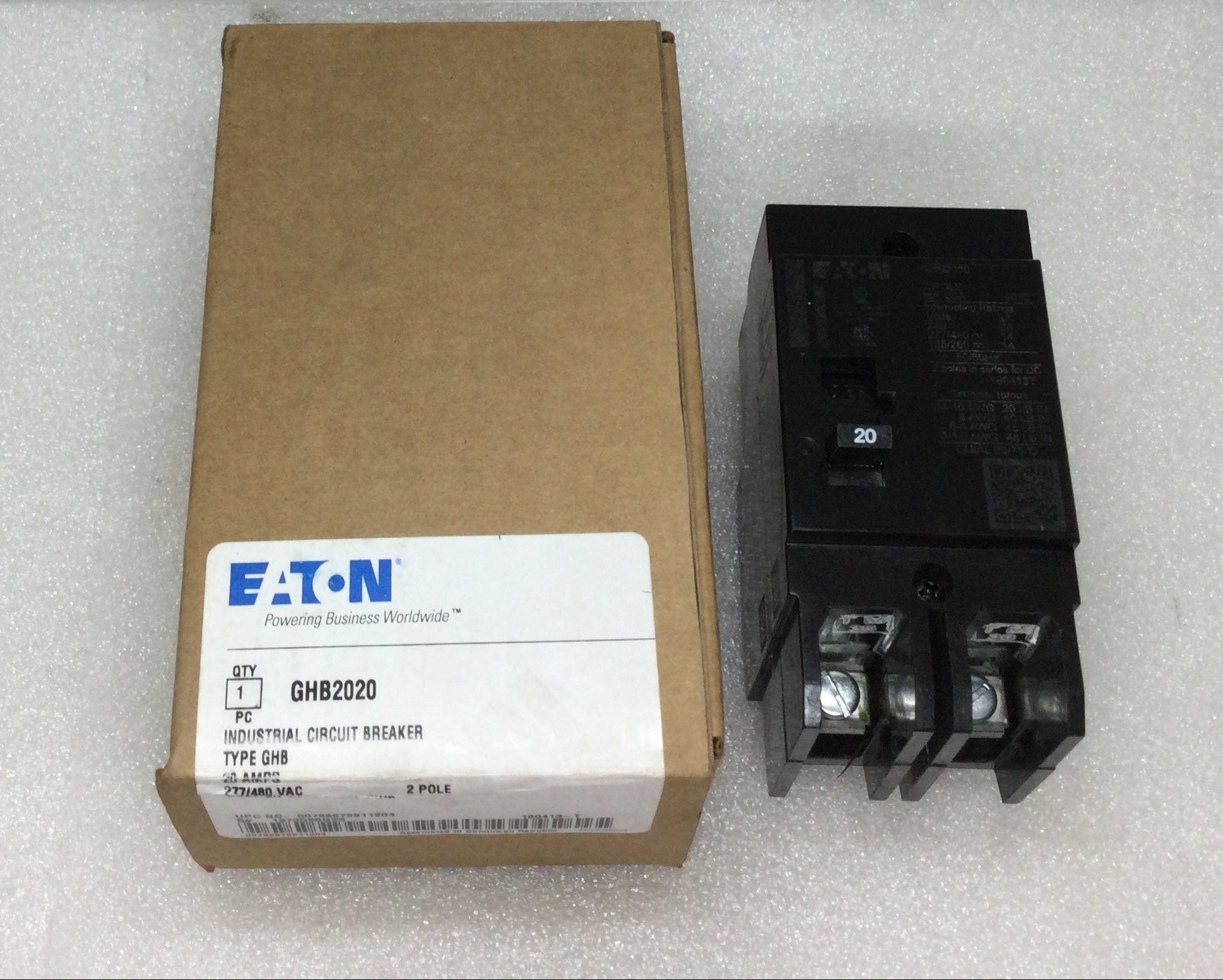 Eaton/Cutler Hammer GHB2020 20 Amp 2 Pole 277/480V GHB Circuit Breaker