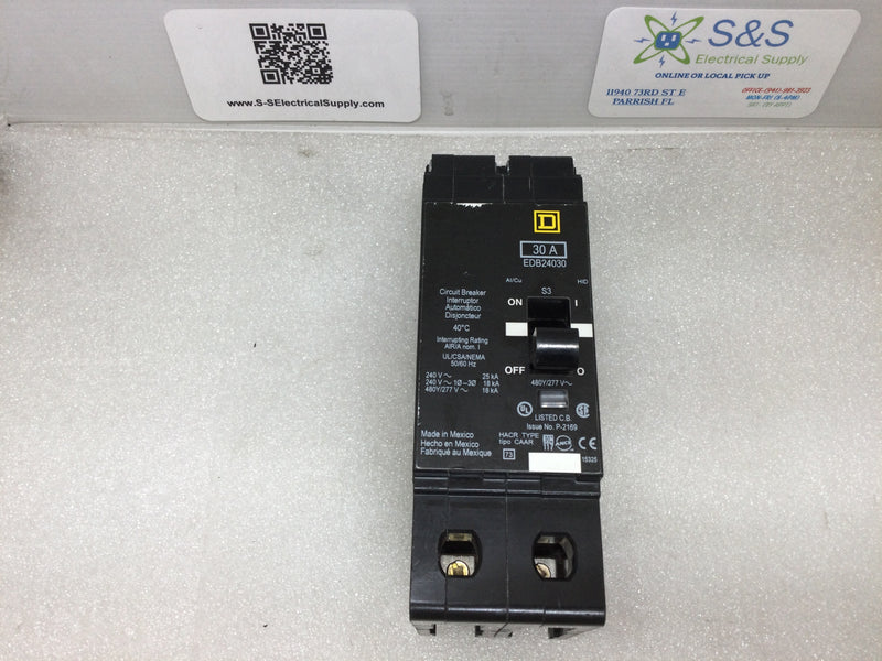 Square D Edb24030 30 Amp 480 Volt 2 Pole Circuit Breaker