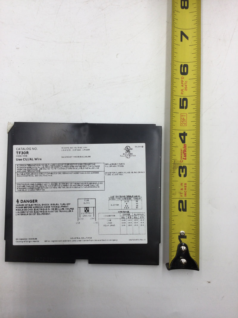GE General Electric TF30RCP Fusible 30 Amp 120/240V Nema3R A/C Outdoor