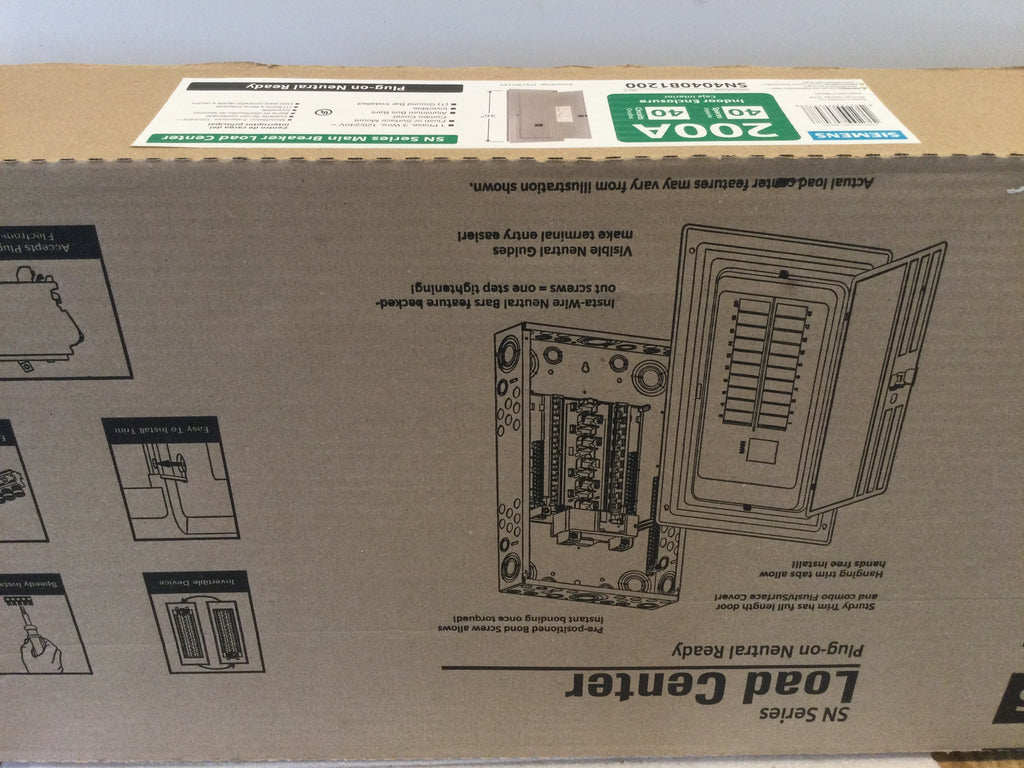 Siemens SN4040B1200 200A 40 Space/40 Circuit 120/240V Plug On Neutral