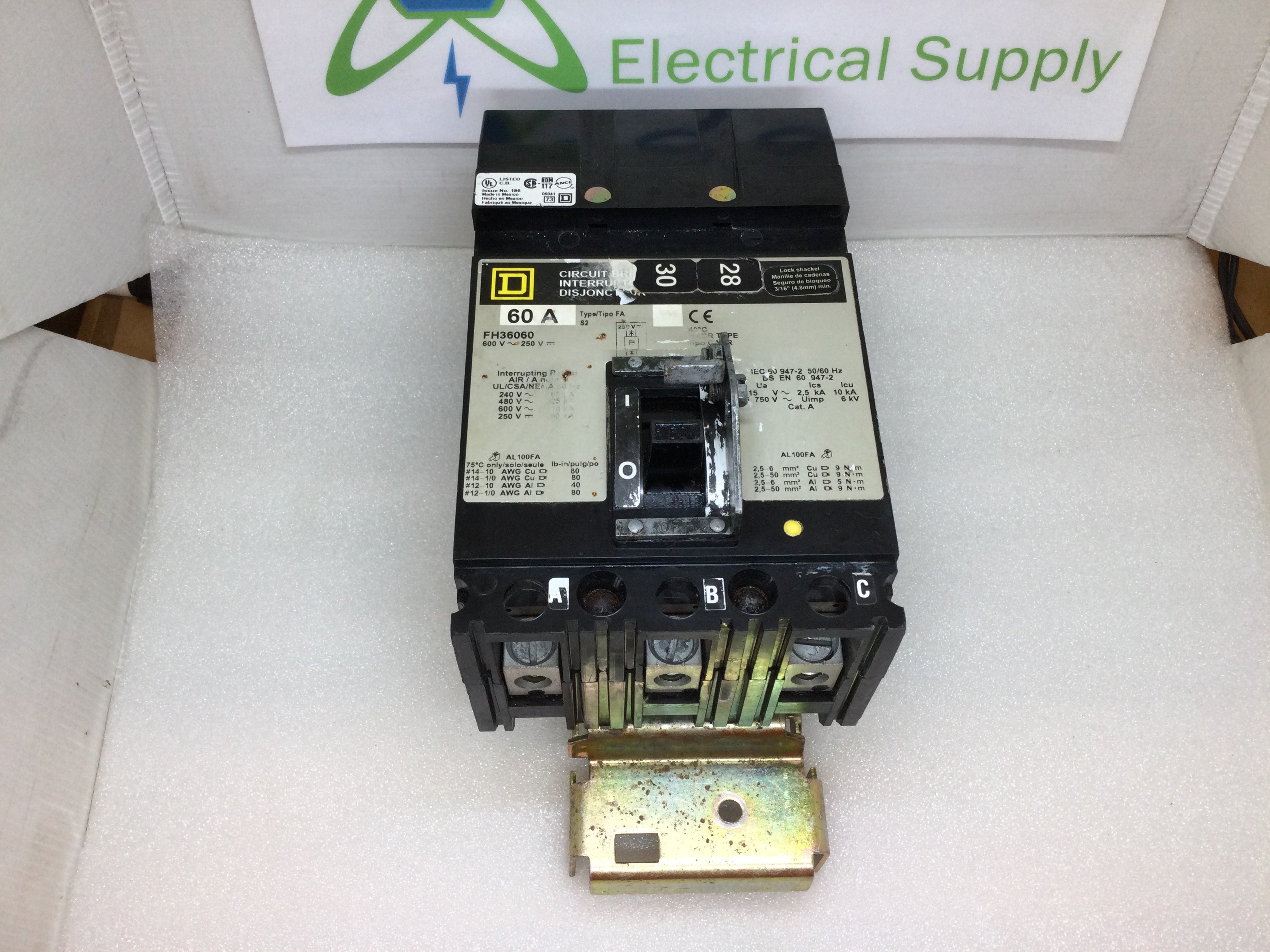 Square D FH36060 60 Amp 3 Pole I Line Circuit Breaker