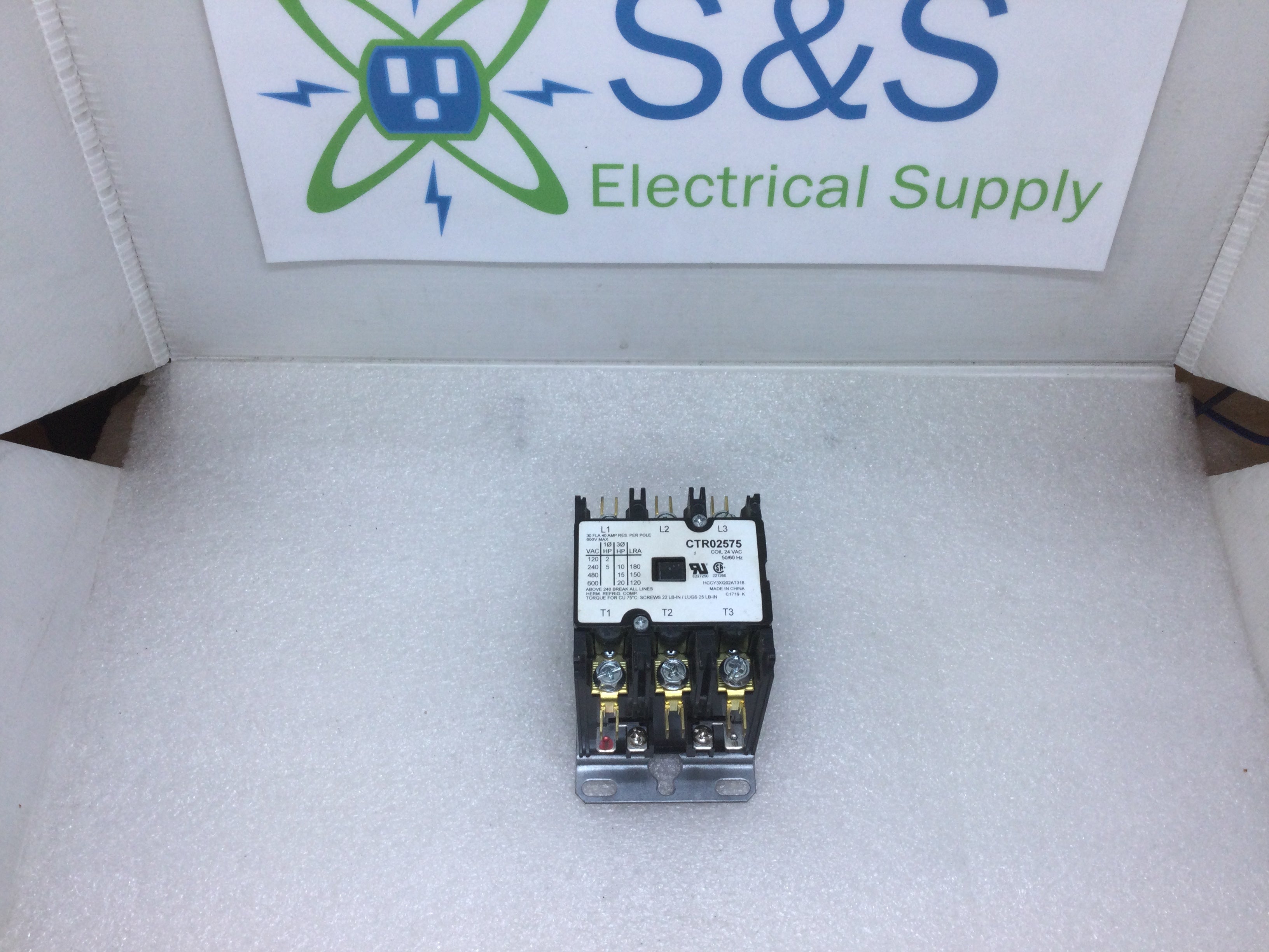 Trane CTR02575 3 Pole 40 Amp 600VAC 20Hp @ 3Ph Max HVAC Contactor (New