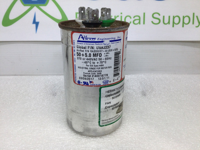Amrad USA2237 50+5.0 MFD 370 or 440VAC 50-60Hz RA2000/37-44 Capacitor