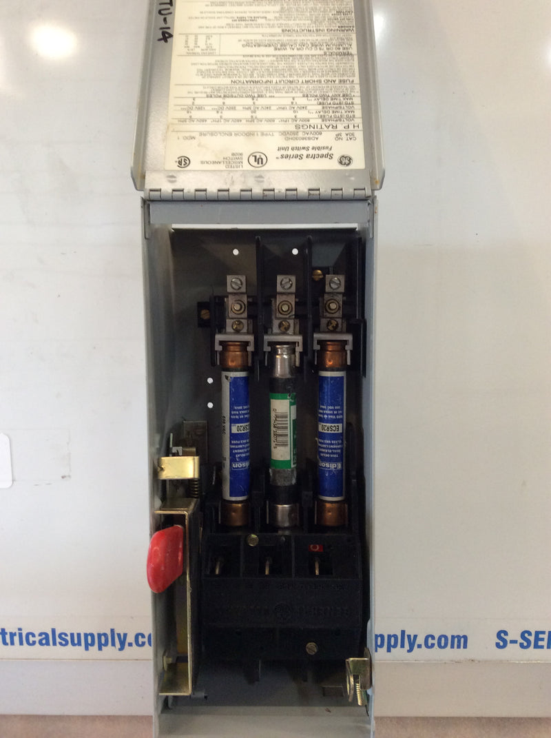 General Electric ADS36030HD 30A 3 Pole 600VAC Nema Type 1 Indoor Fused