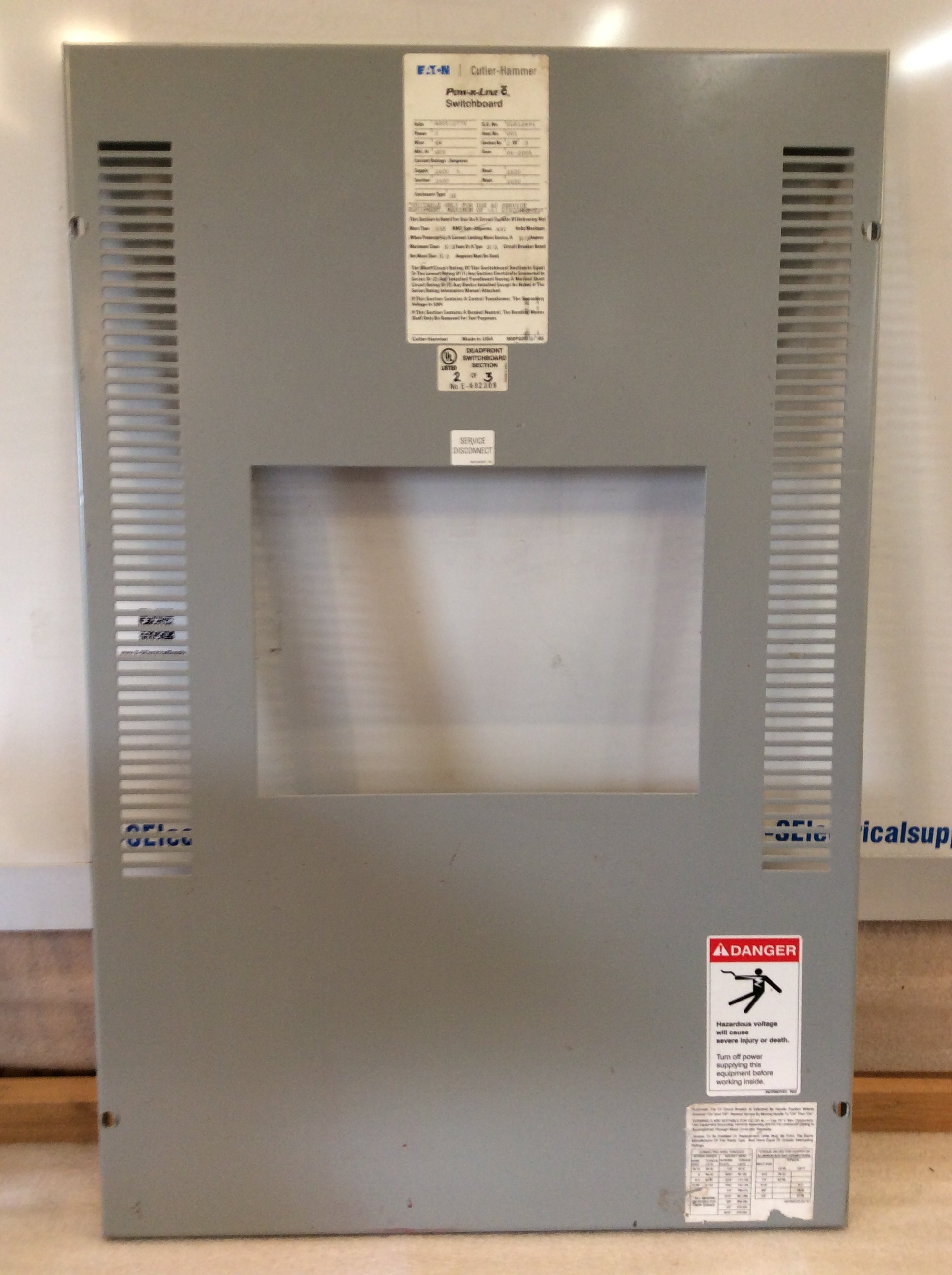 Eaton Pow-R-Line Switchboard Dead Front Upper Cover For Switchboard (C