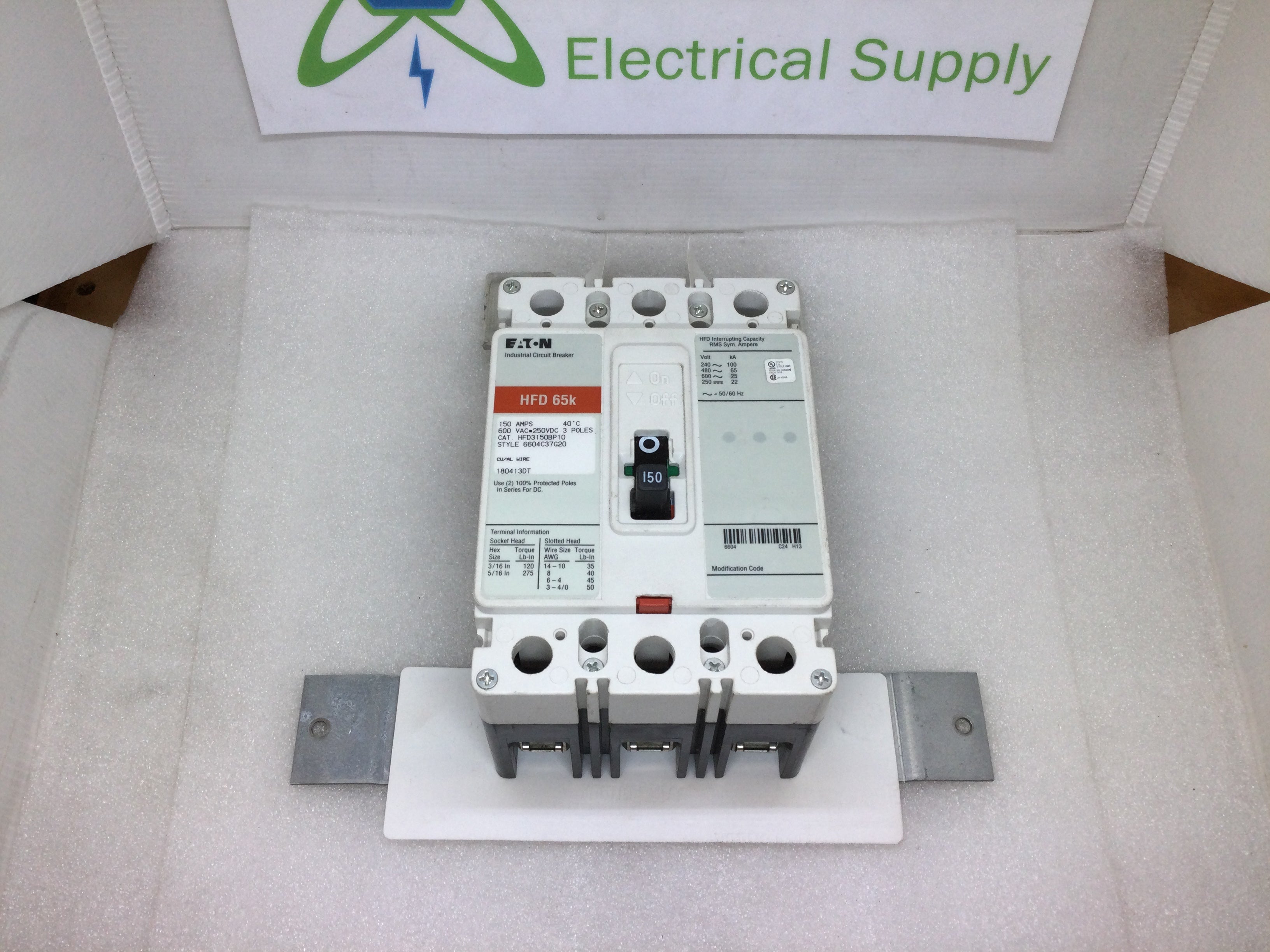 Eaton Cutler Hammer HFD3150 3 Pole, 150 Amp, 600 Vac, Circuit Breaker
