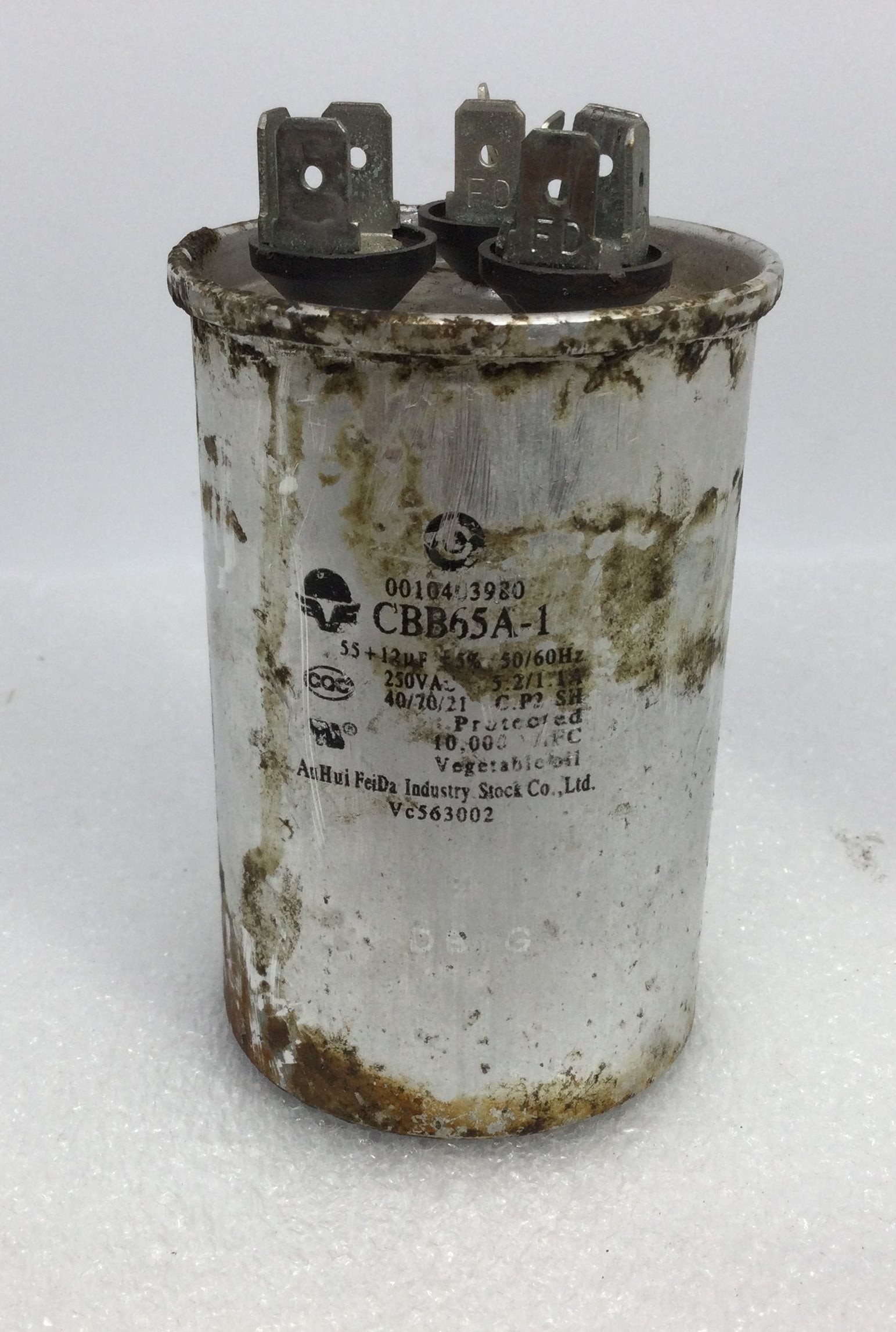 Anhui Feida CBB65A-1 55+12uf +/-5% 50/60Hz 250V CQC Capacitor