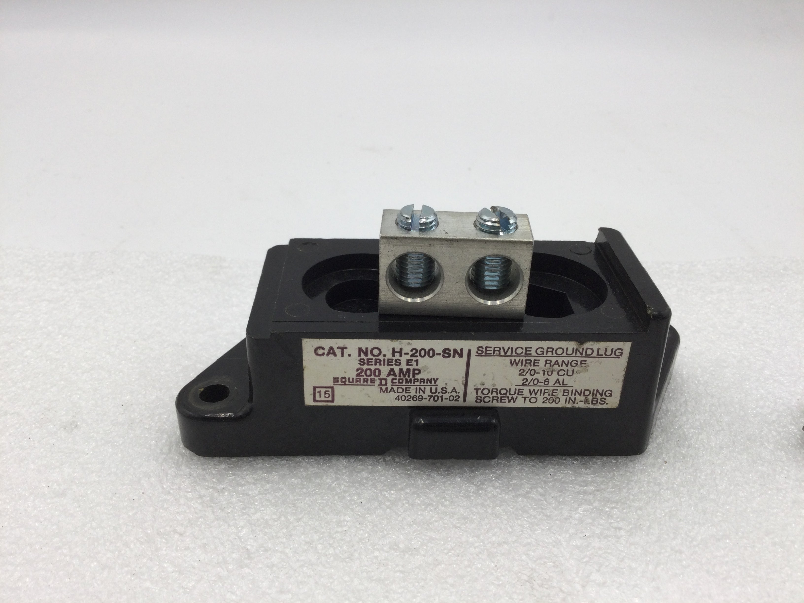 Square D H-200-SN H200SN Series E1 200 Amp Service Ground Lug
