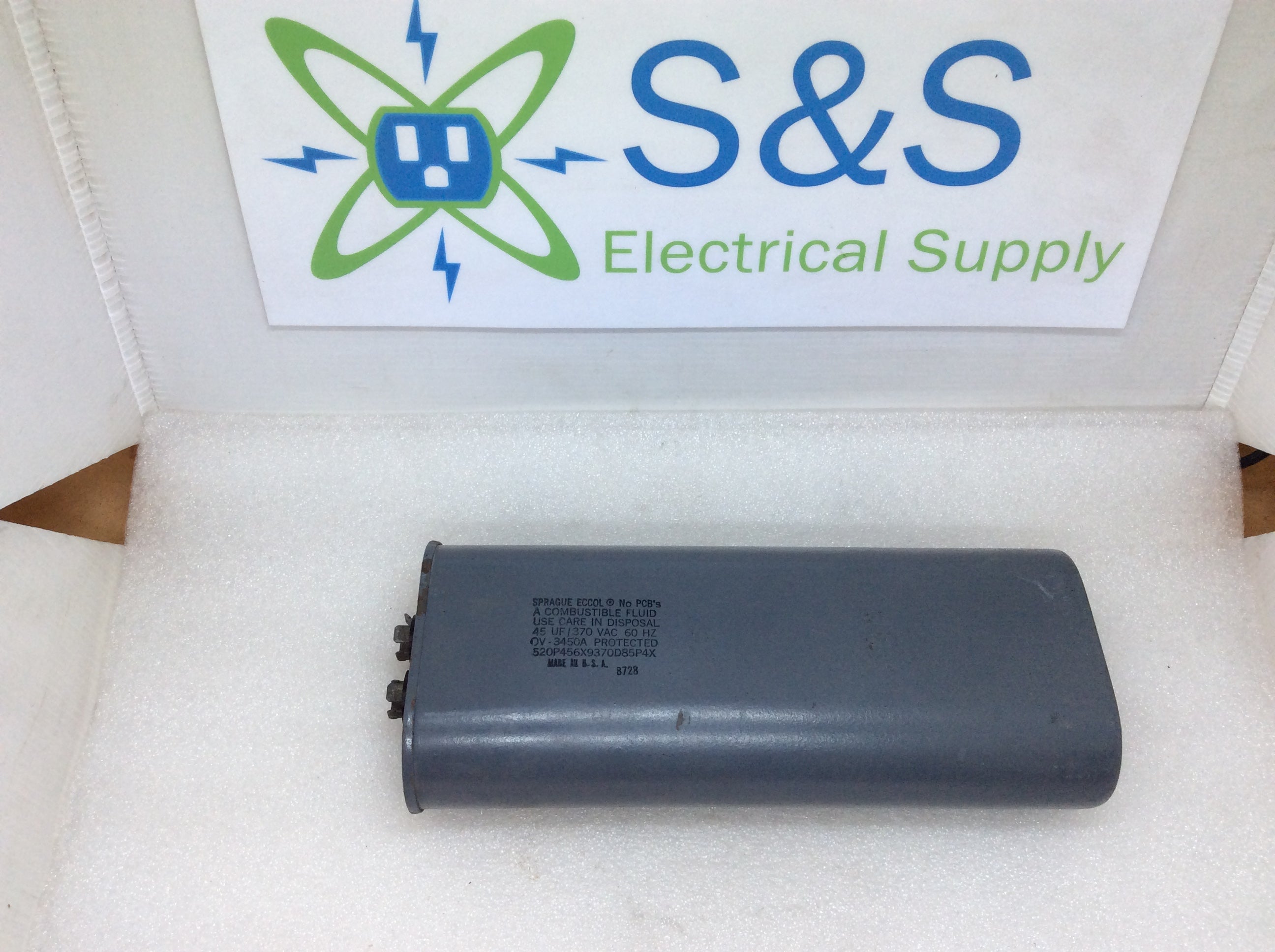 Sprague Eccol Capacitors 45UF/370VAC 60HZ OV-3450A Protected 520P456X9