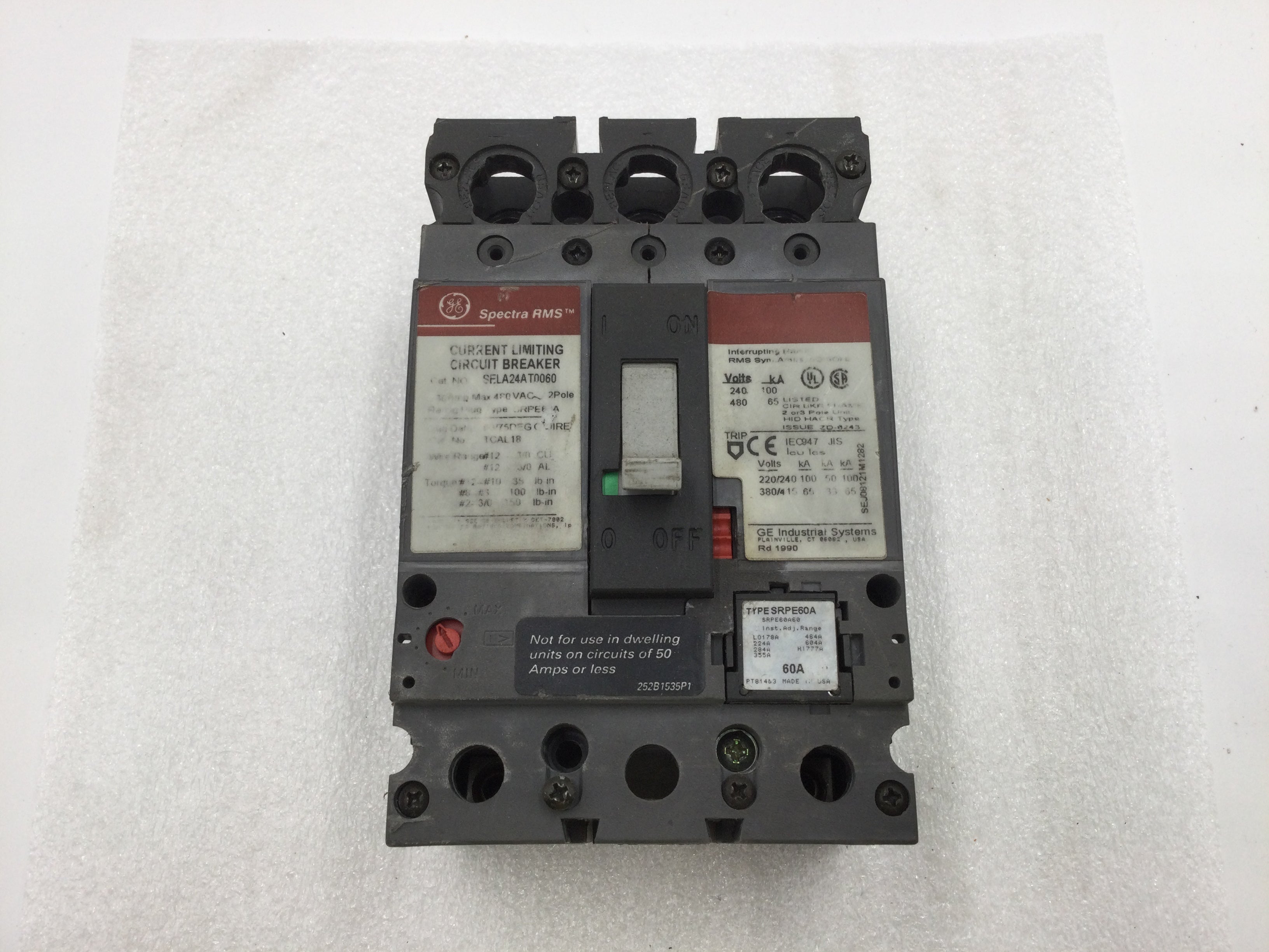 GE General Electric SELA24AT0060 2 Pole 60 Amp w/SRPE60A Plug Circuit