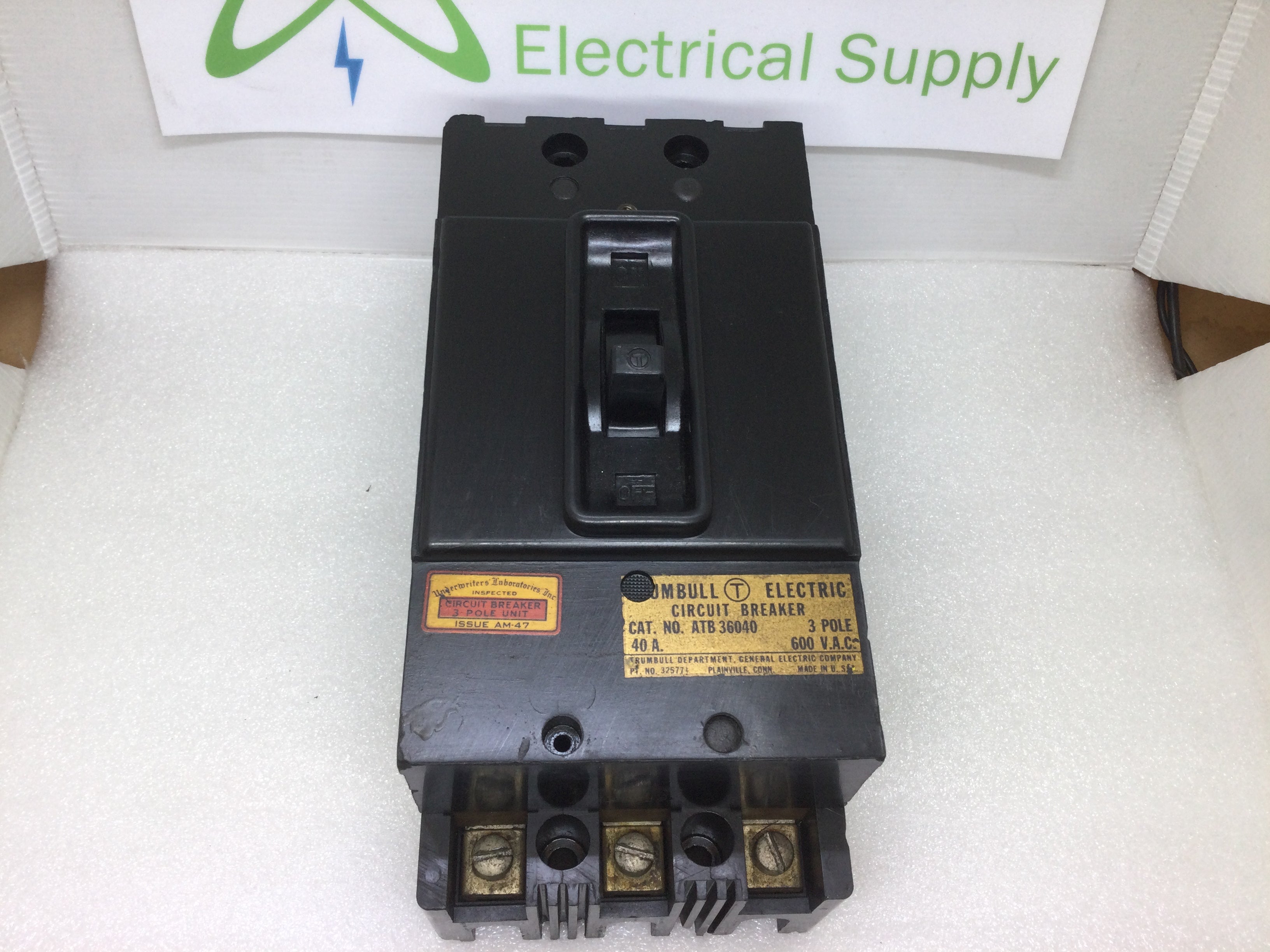 Trumbull Electric/ GE ATB36040 3 Pole, 40 Amp, 600vac, Type ATB Circui