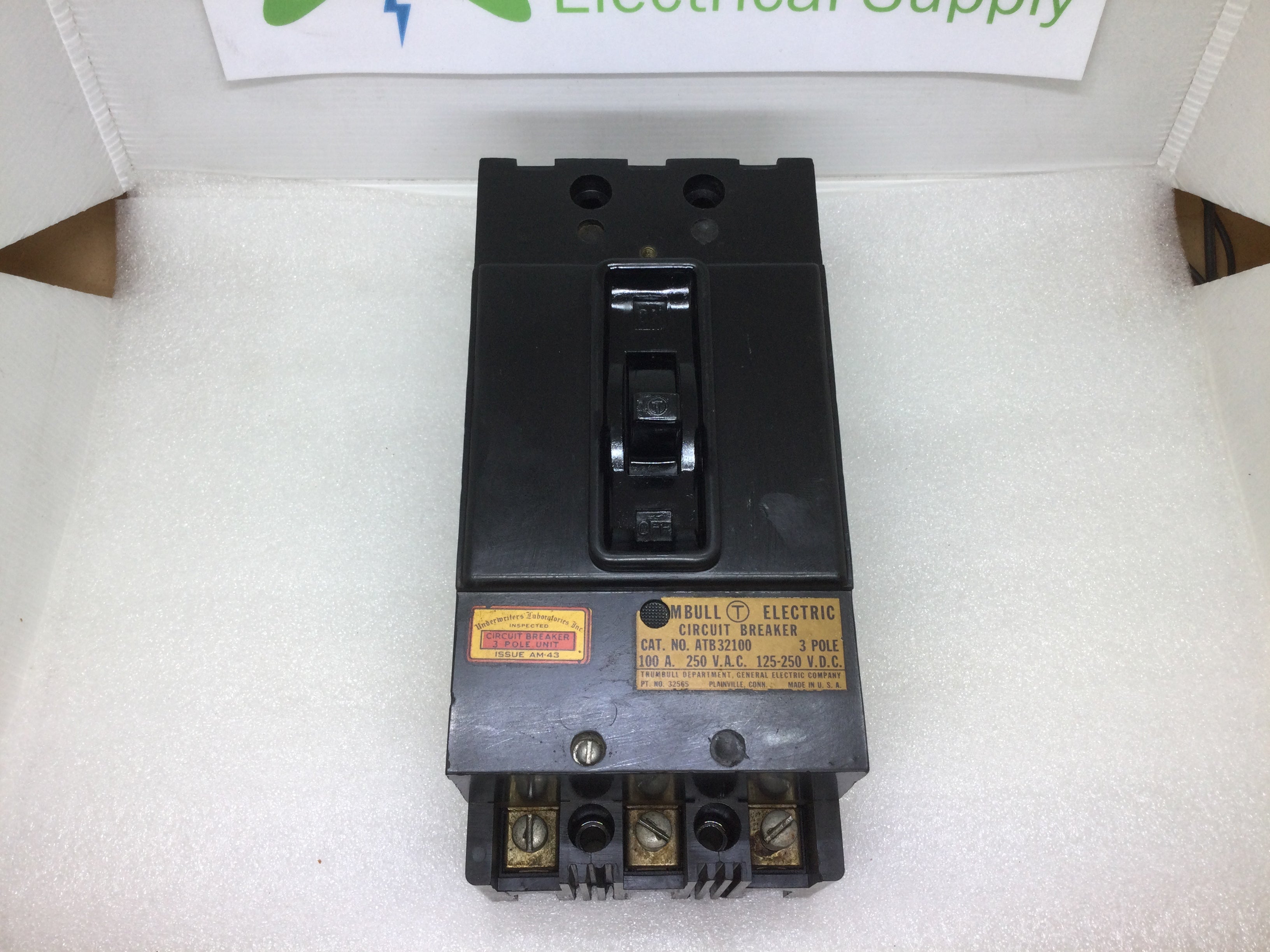 Trumbull Electric/ Ge Atb32100 3 Pole 100a 250vac Type Atb Circuit Bre