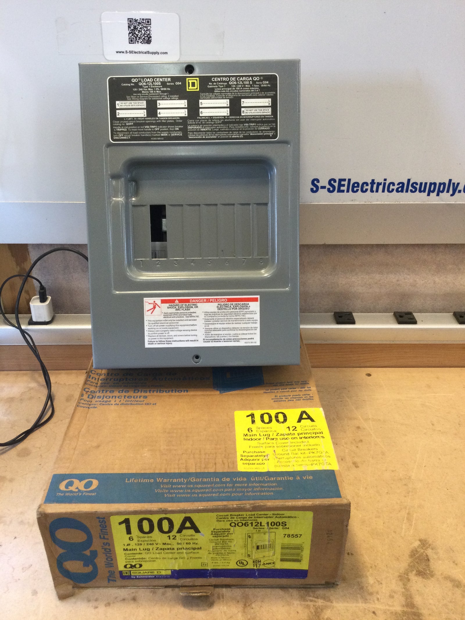Square D QO6-12L100S 100 Amp 8-Space 12-Circuit Outdoor Main Lug Load